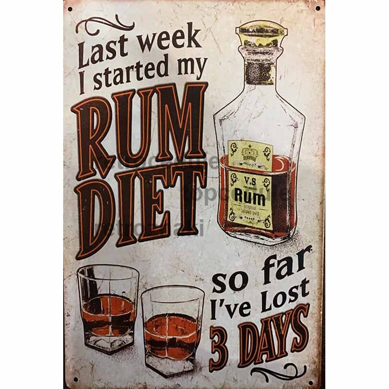 Plechová ceduľa Rum Diet - Retro plechové cedule