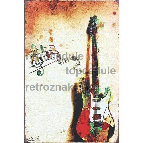 Znak za kitarsko glasbo - Retro pločevinasti napisi