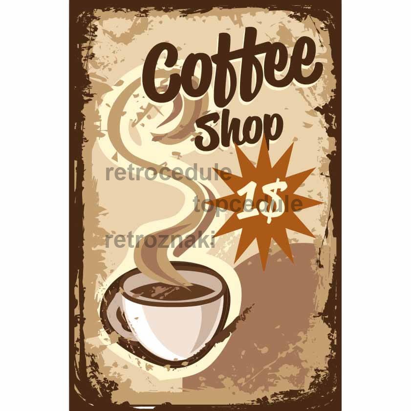 Cedule Restaurace menu - Coffee Shop - TOP plechove retro cedule