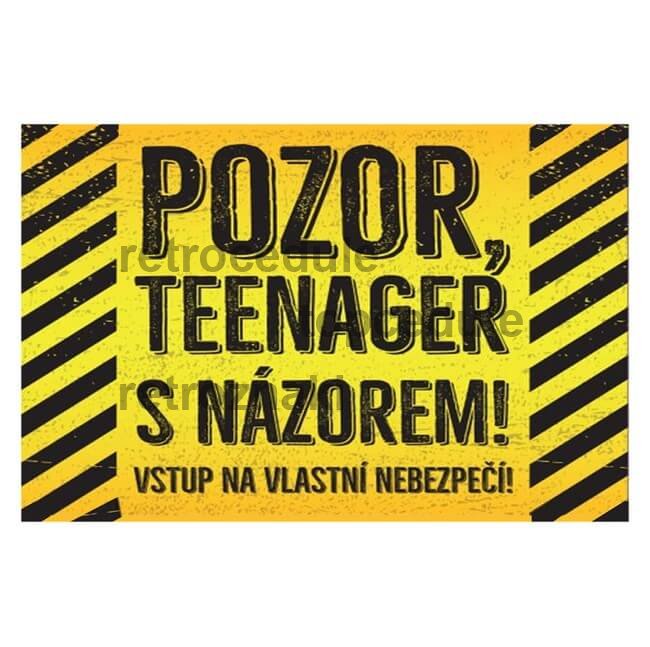 Plechová cedule Pozor, Teenager s názorem! - TOP plechove retro ...